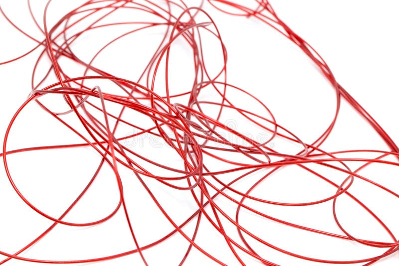 Red Wire on a White Background Stock Image - Image of cord, global ...