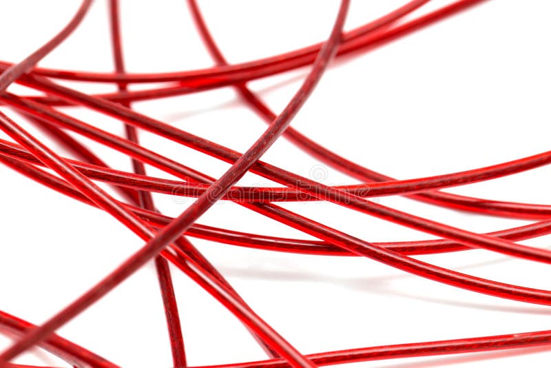 Red Wire on a White Background Stock Photo - Image of industry ...