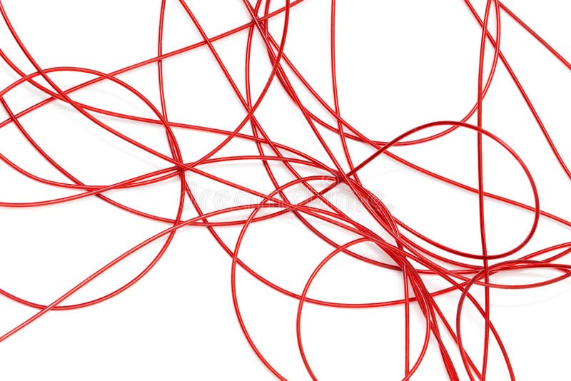 Red Wire on a White Background Stock Image - Image of connection ...