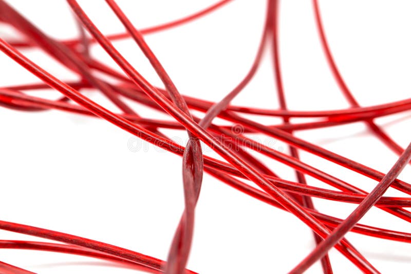 Red Wire on a White Background Stock Photo - Image of current, energy ...