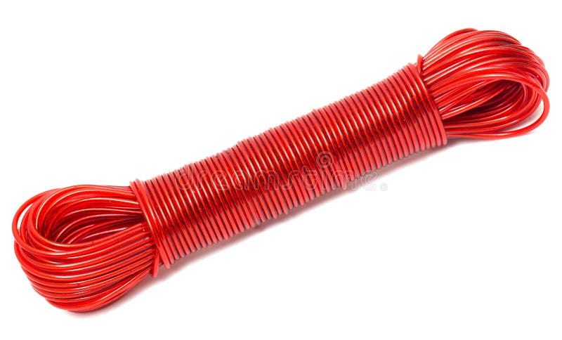 Red Wire on a White Background Stock Image - Image of current ...