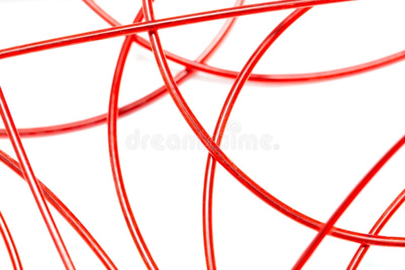 Red Wire on a White Background Stock Photo - Image of bunch, cable ...