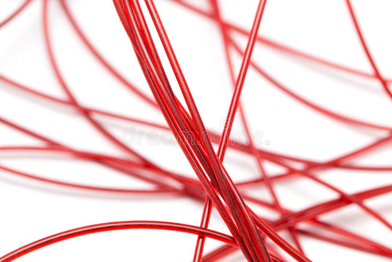 Red Wire on a White Background Stock Photo - Image of supply, isolated ...