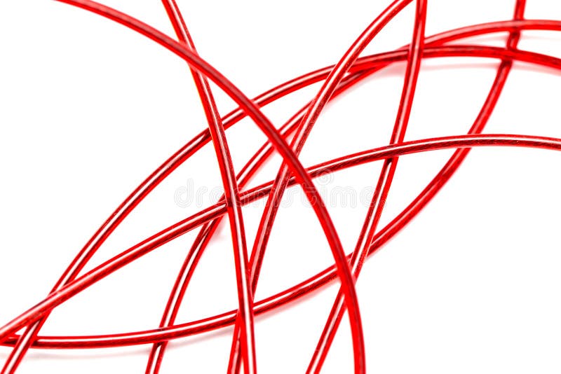 Red Wire on a White Background Stock Image - Image of abstract, current ...