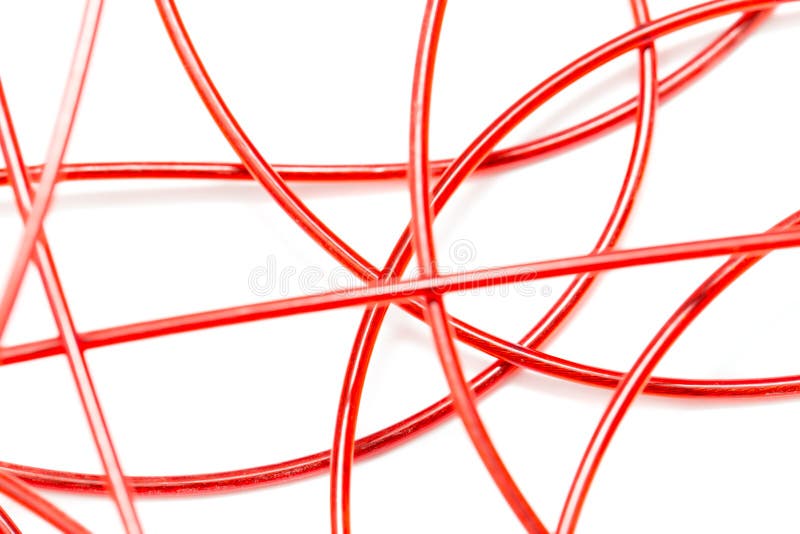 Red Wire on a White Background Stock Image - Image of electrical, link ...