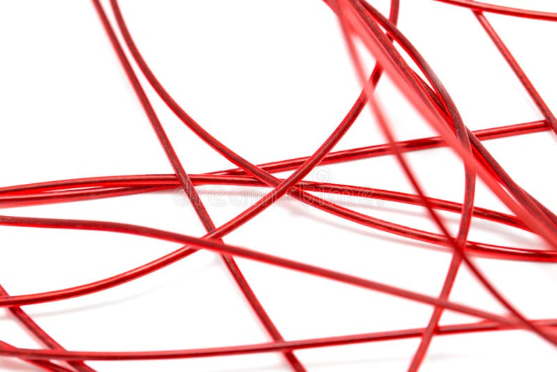 Red Wire on a White Background Stock Image - Image of power, line ...