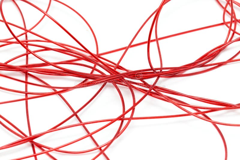 Red Wire on a White Background Stock Image - Image of line, electrical ...