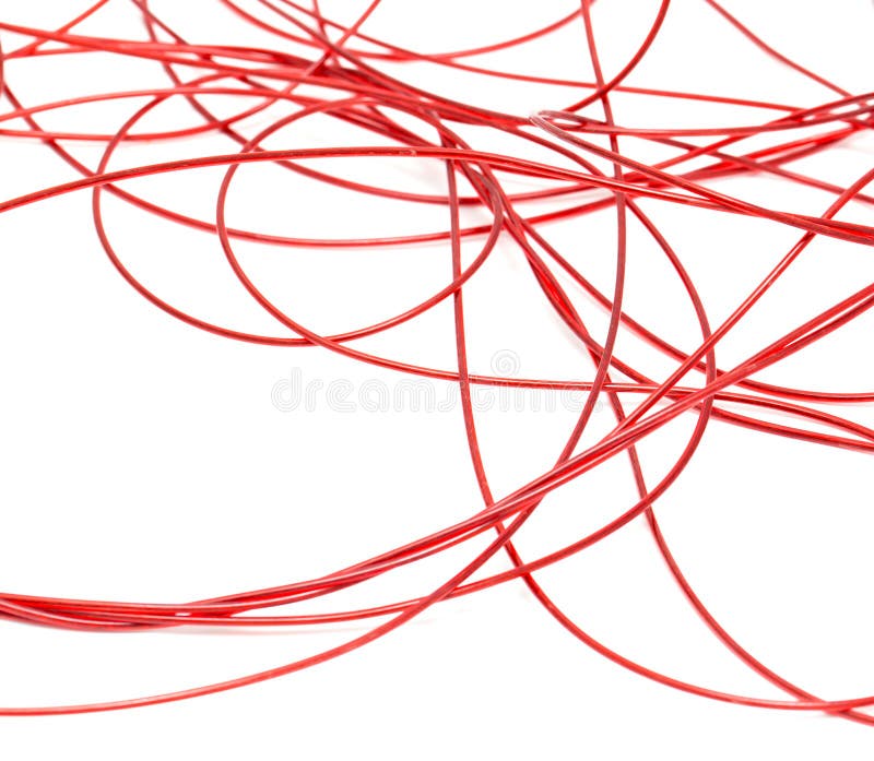 Red Wire on a White Background Stock Image - Image of power, line ...