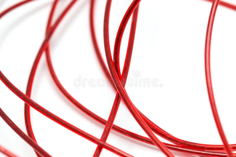Red Wire on a White Background Stock Image - Image of power, line ...