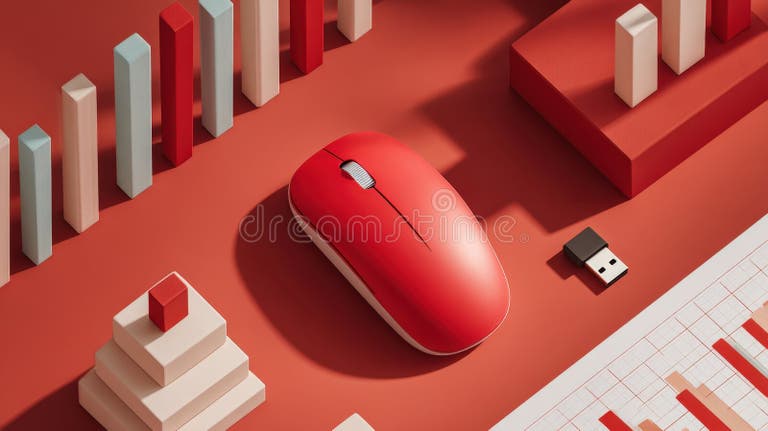 Red Wireless Mouse on Red Surface Stock Illustration - Illustration of building, blocks: 387952486