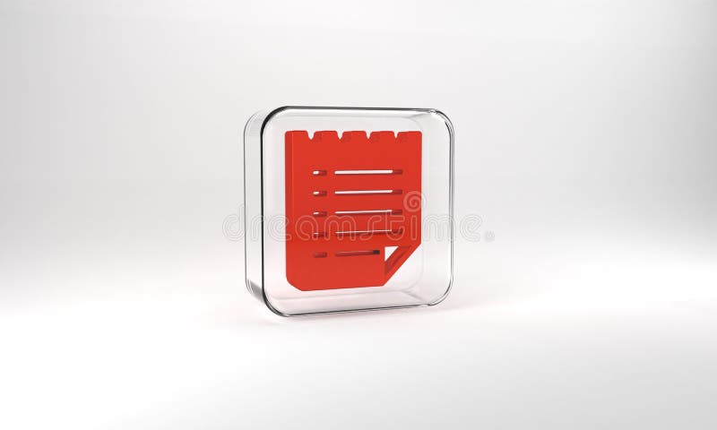 Red Wish List Template Icon Isolated on Grey Background. Glass Square ...