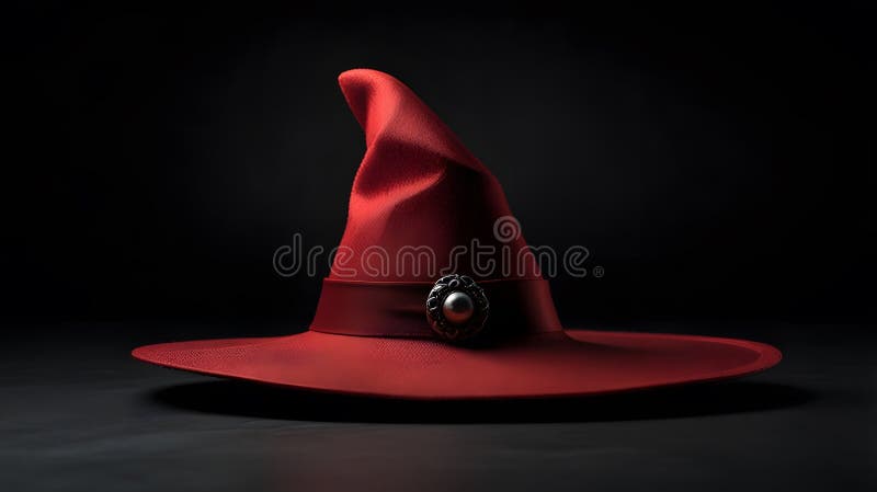 Magic Magical Red Wizard Witch Hat Black Background Stock Illustration ...