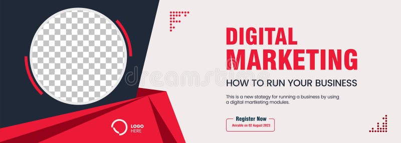 Red and Wite Curve Banner for Digital Marketing Presentation Horizontal ...