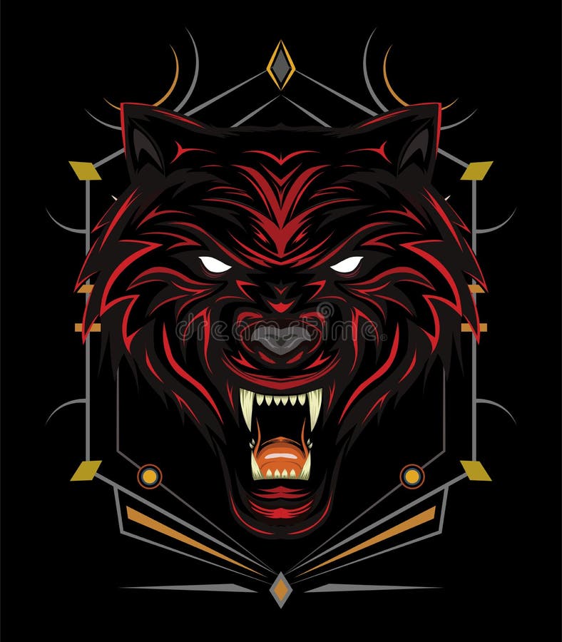 Wolf Clipart Vector Red