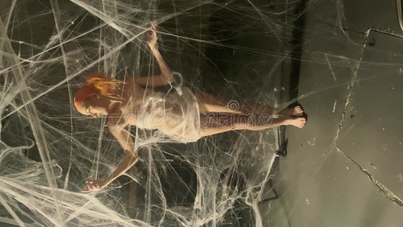 Red Woman Surrounded by an Intricate Web Creating a Stunning Visual Effect Stock Video - Video ...