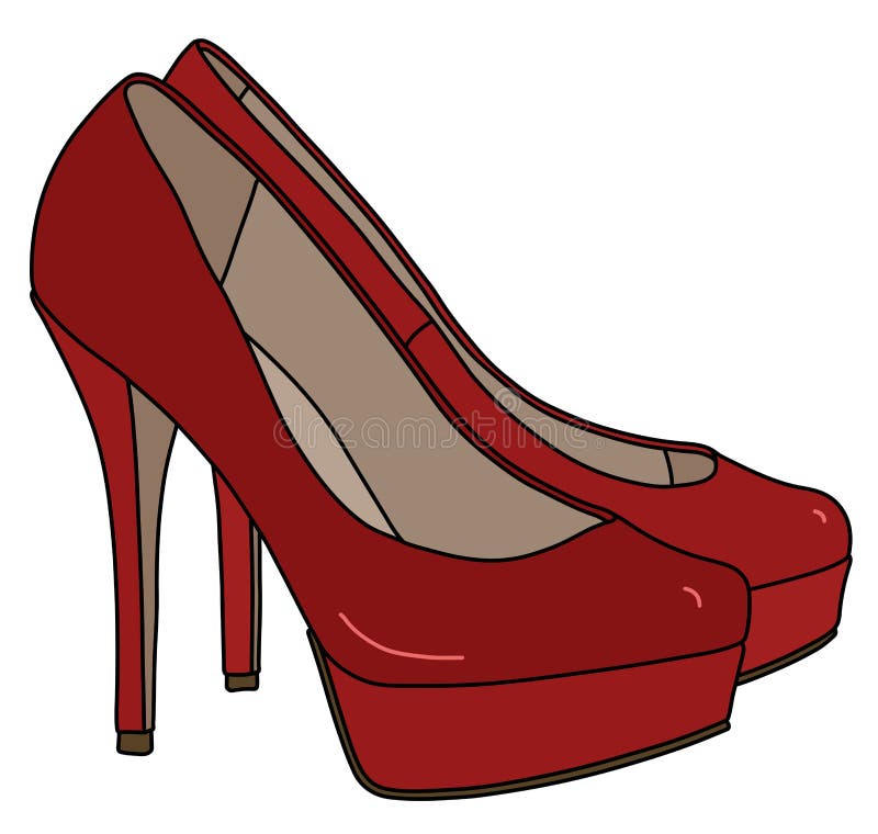 The Red Womans Shoes on High Heels Stock Vector - Illustration of high ...