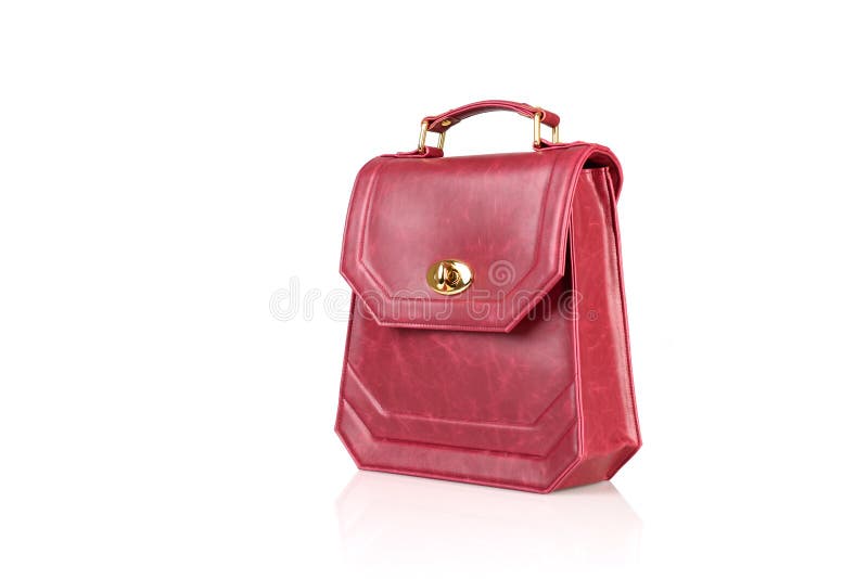 Red Women Handbag Isolated on White Background Stock Image - Image of ...