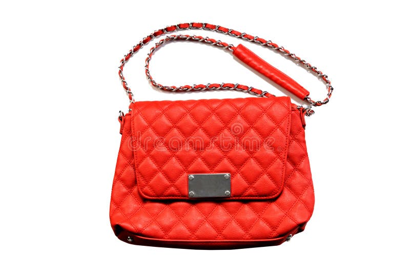 Red Women`s Bag Isolated on White Stock Image - Image of billfold ...