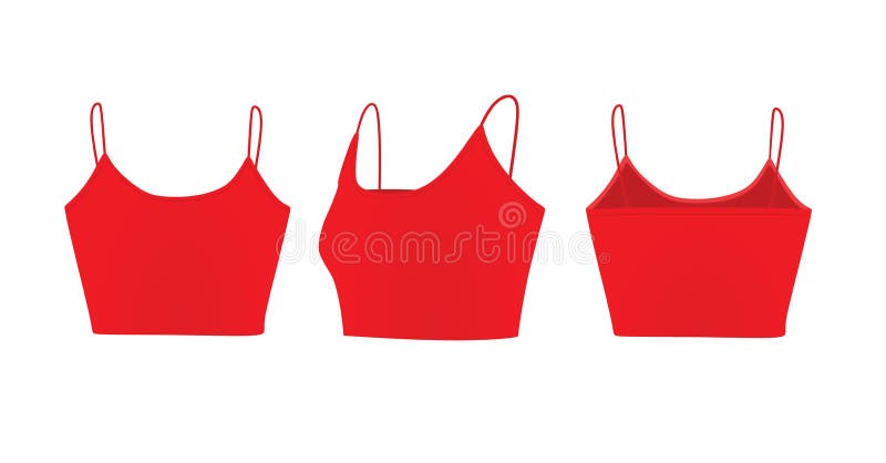 Red Women Top. Back, Side and Front View Stock Vector - Illustration of ...