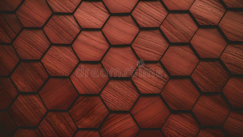 Red Wood Hexagon Pattern Background. Stock Illustration - Illustration ...