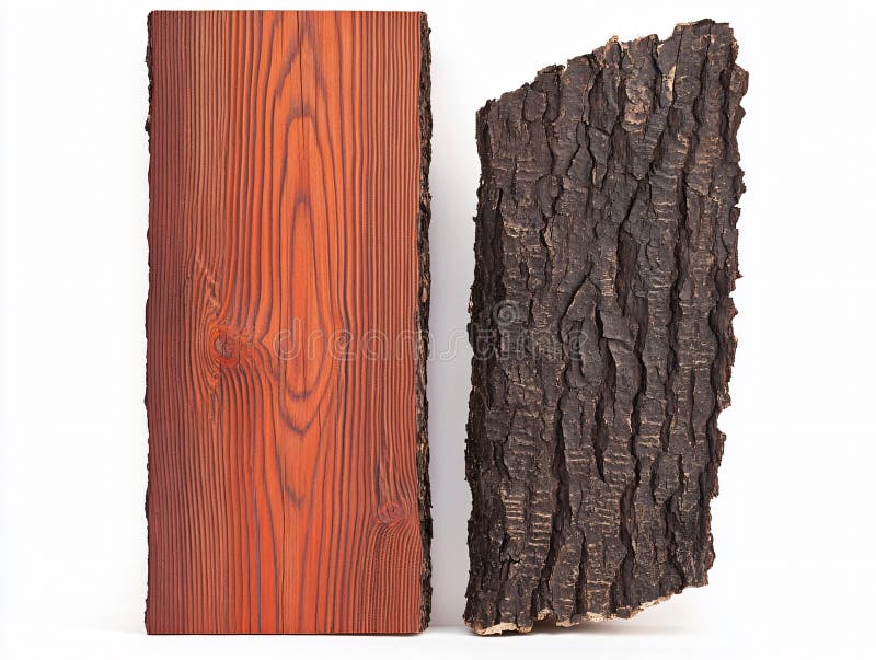 Red Wood Plank and Dark Tree Bark Texture- Natural High Quality Image ...