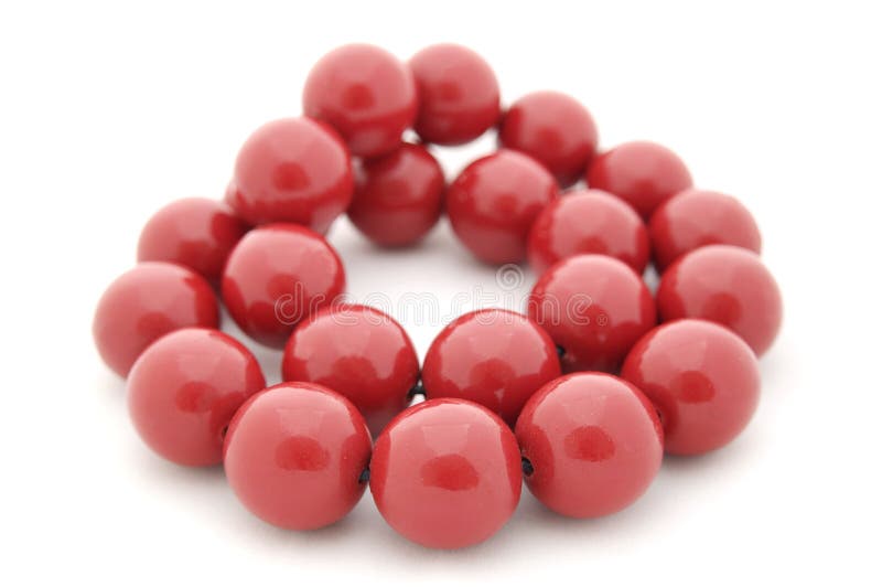 Red Wooden Beads Isolated on White Stock Photo - Image of accessory ...