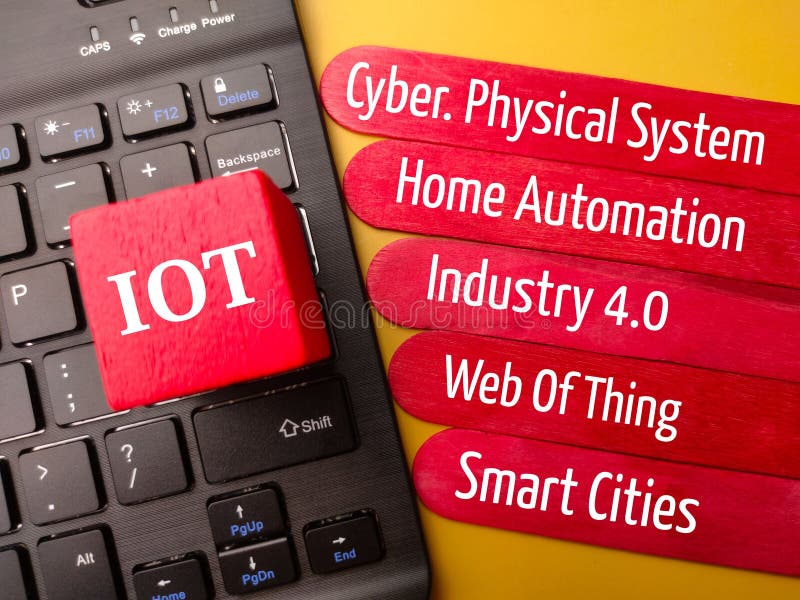 Red Wooden Block with the Word IOT on the Keyboard Stock Image - Image ...