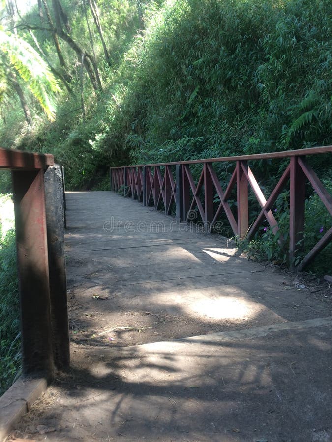 Red Wooden Bridge at Semeru Stock Photo - Image of water, semeru: 209877272