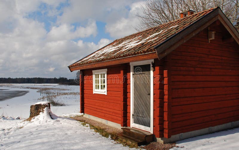 Red wooden cabin stock image. Image of wooden, outdoor - 4723327