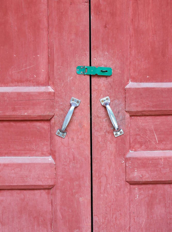 Red wooden stock photo. Image of detail, lock, vintage - 41285042