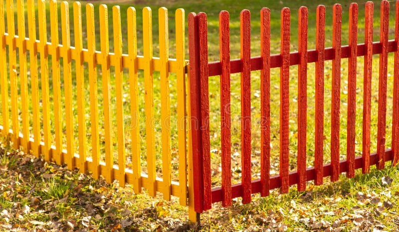 Red Wooden Fence in Nature. Background Stock Image - Image of material ...