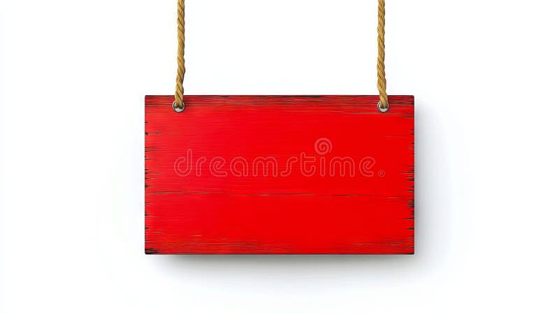 A Red Wooden Sign Hanging on a Rope Stock Photo - Image of shape, lines ...