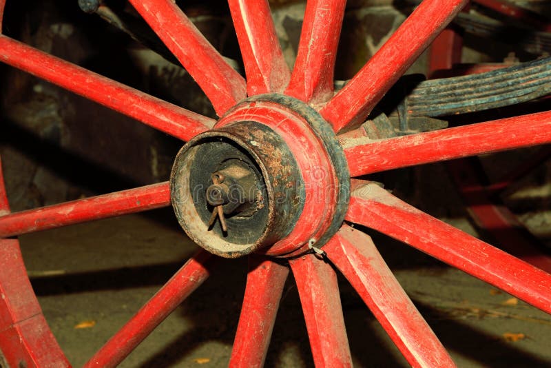 Red, Wooden Spokes in a Restored Wheel Stock Image - Image of ...