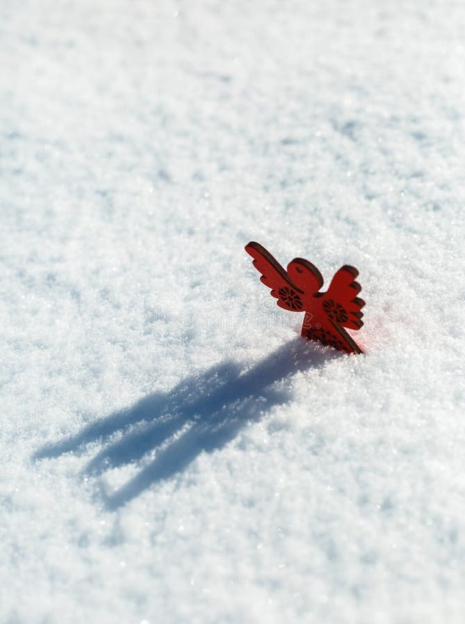 Red Wooden Toy Angel on Snow Stock Image - Image of shiny, magic: 103859975
