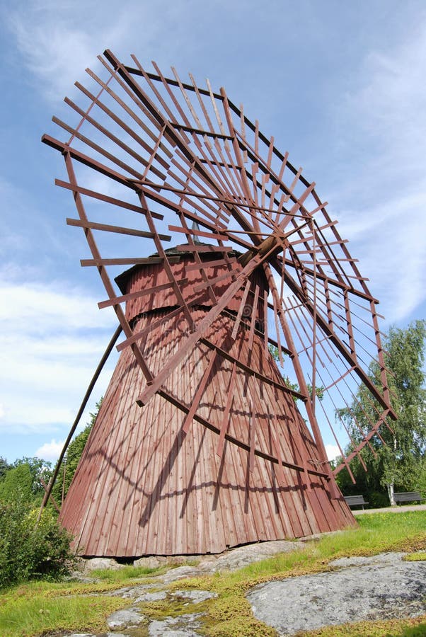 Red Wooden Windmill stock image. Image of white, color - 11839899