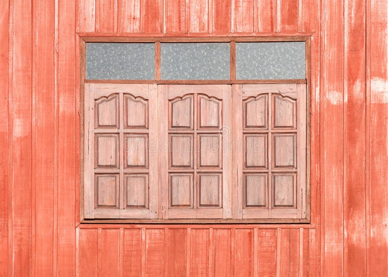 Red Wooden window stock image. Image of architecture - 49063463