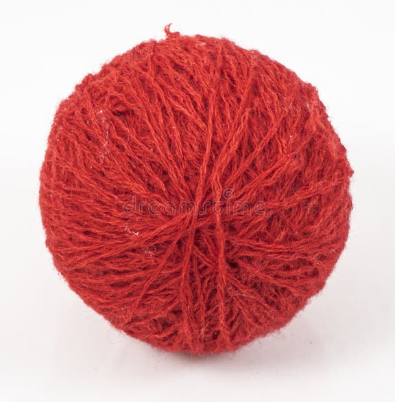 Red wool ball stock photo. Image of coil, needlework - 49635176