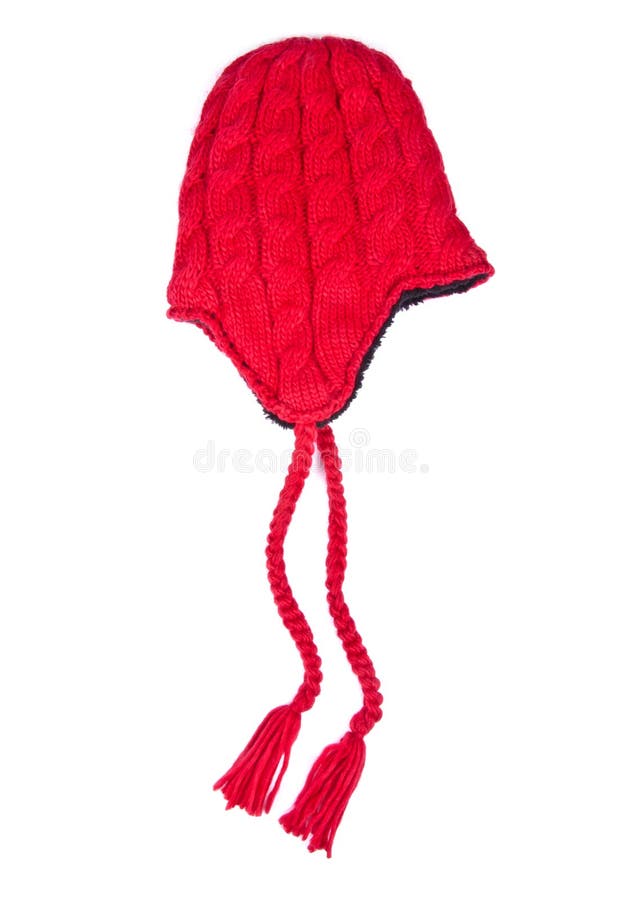Red Wool Hat Isolated on White Stock Image - Image of wool, knitted ...