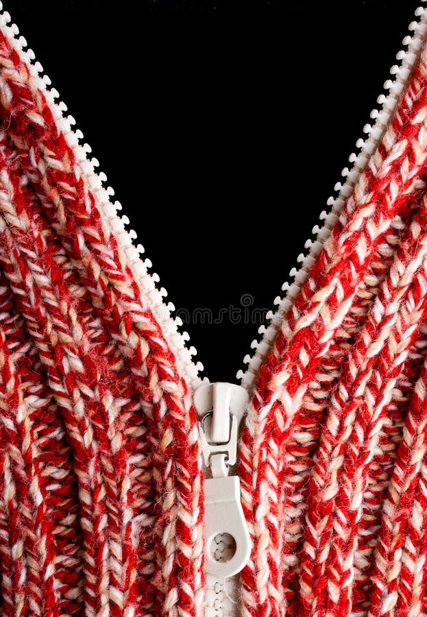 Red Wool Sweater with Opened Zipper Stock Photo - Image of lock, warm ...