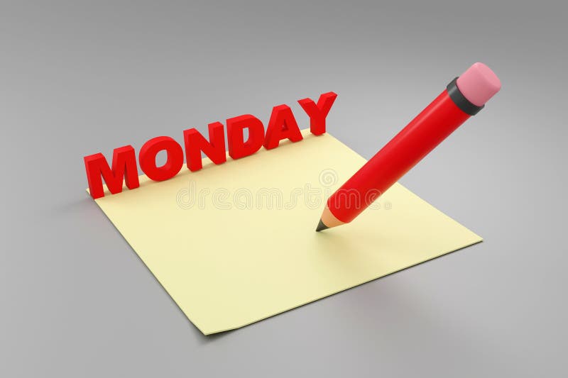 Red Word, a 3D Illustration of the Word Monday in Red Letters with ...