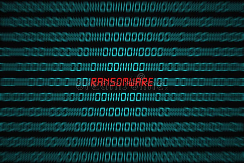 Ransomware Popping Out from a Binary Code Sequence Stock Illustration ...