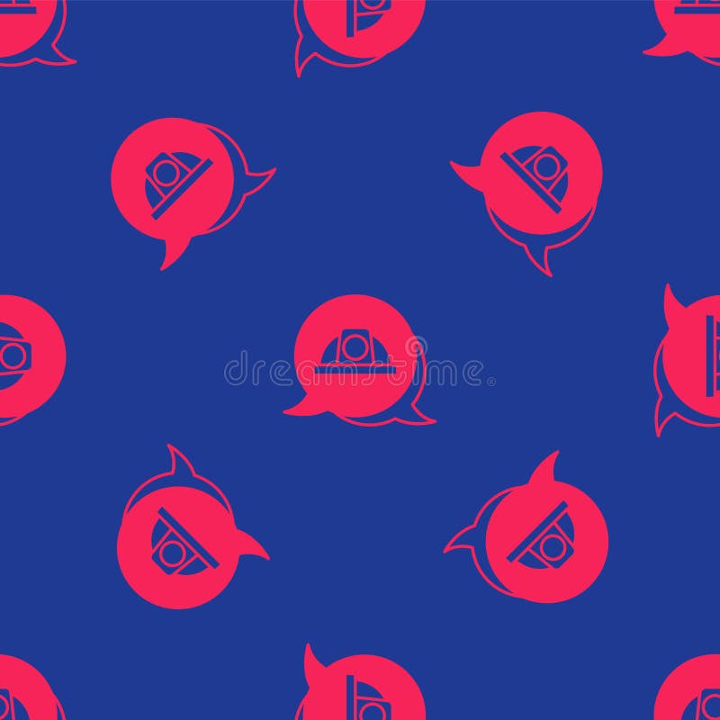 Red Worker Safety Helmet Icon Isolated Seamless Pattern on Blue ...