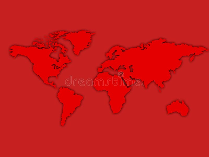 Red World Map on Red Background Stock Illustration - Illustration of ...