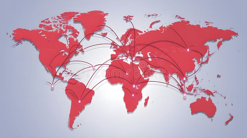 Global Network Connection Red World Map Illustration Stock Illustration ...