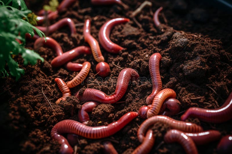 Red worms in Compost stock illustration. Illustration of closeup ...