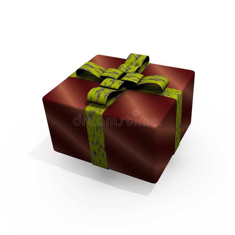Red Wrapped Gift with Yellow Ribbon - 3d Image Stock Illustration ...