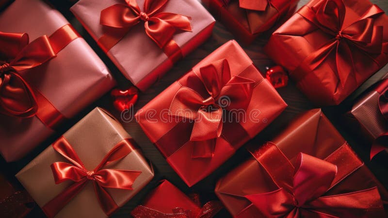 The Red Wrapped Presents. AI Generated Stock Photo - Image of ...