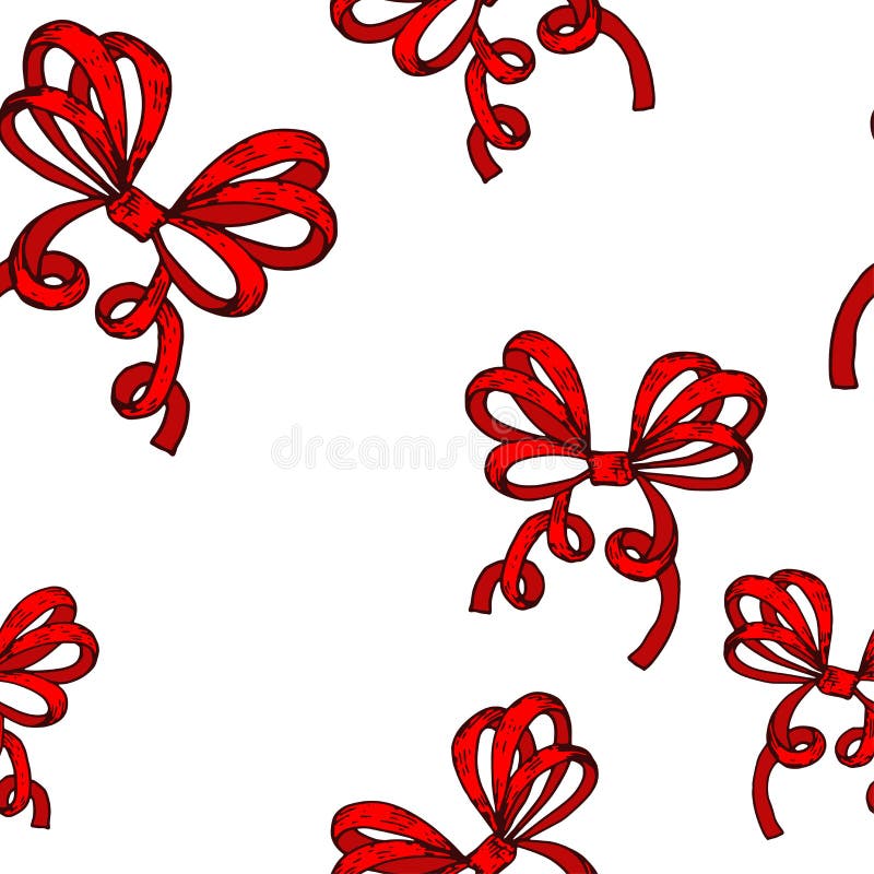 Red Wrapping Bows. Seamless Pattern Stock Vector - Illustration of ...