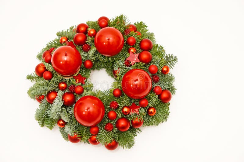 Red wreath stock photo. Image of burning, holiday, four - 17271290