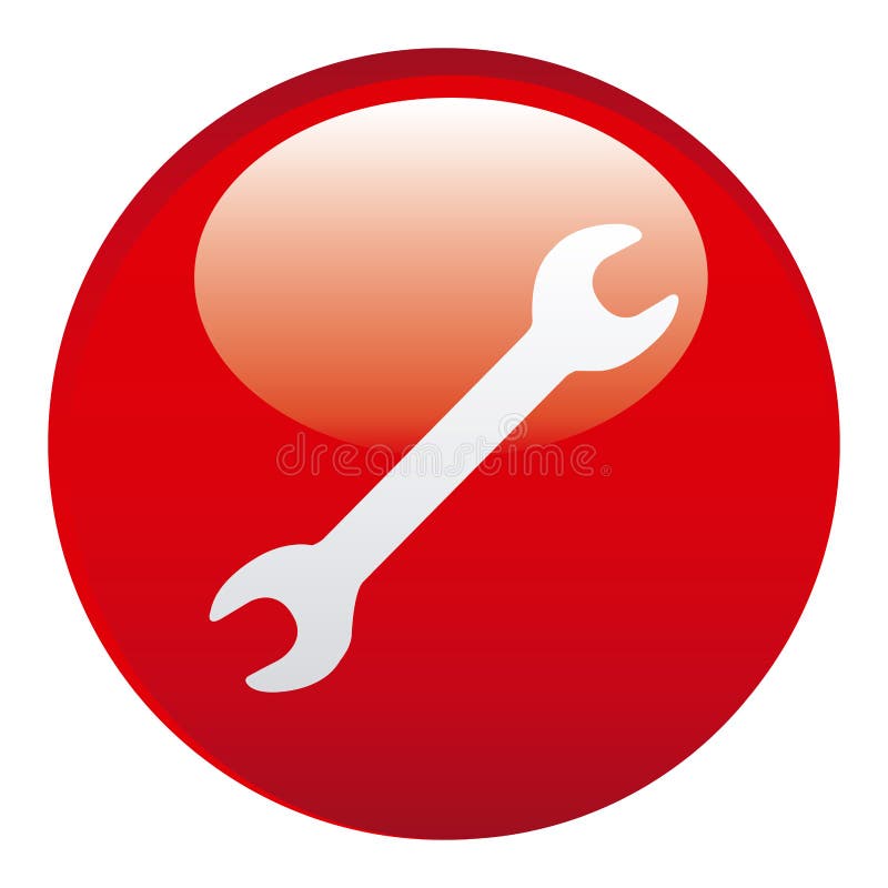Red wrench emblem icon stock illustration. Illustration of equipment ...